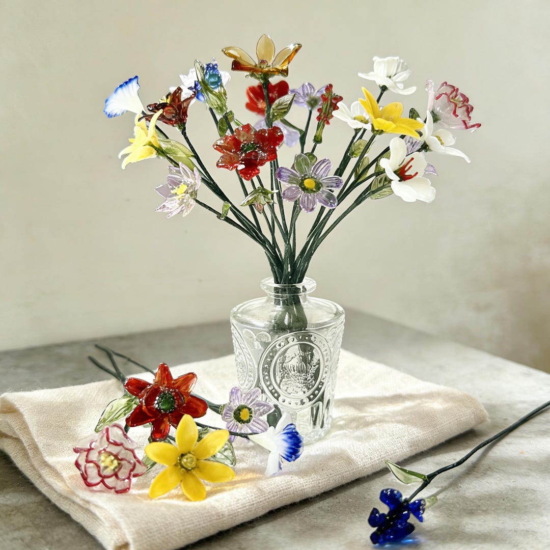Handmade Lampwork Glass Flower Vase | Mini Floral Decor | Desk Shelf ...