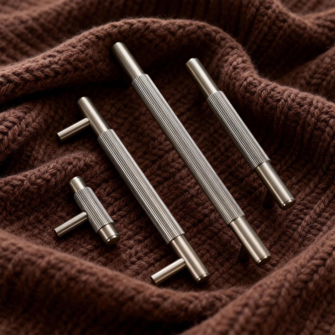 Ribbed Wardrobe Handle, Silvery Drawer Pull, Brass Cabinet Handle Pulls ...