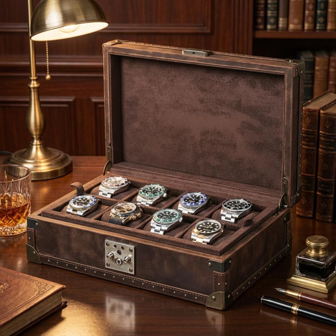 Custom Watch Holder – Leather 8-slot Organizer Case for Watches ...