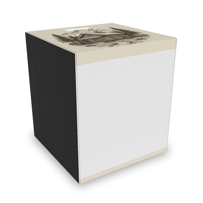 Mountain Cabin Illustration Felt Storage Box | Rustic Lodge Forest ...