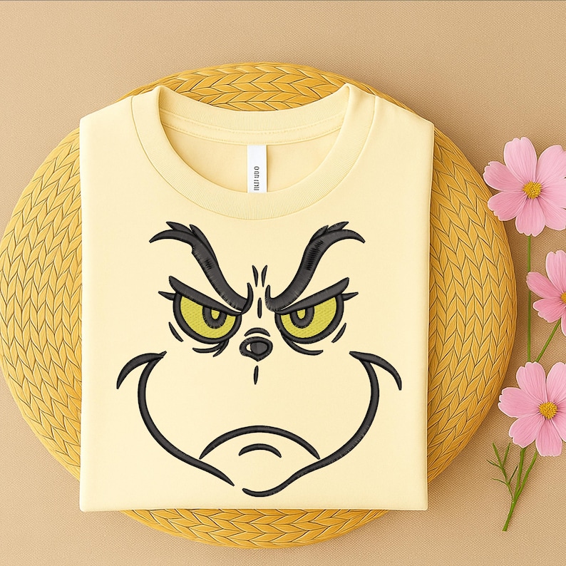 Grinch Evil Eyes Embroidery Design, Christmas Angry Face, Digital ...