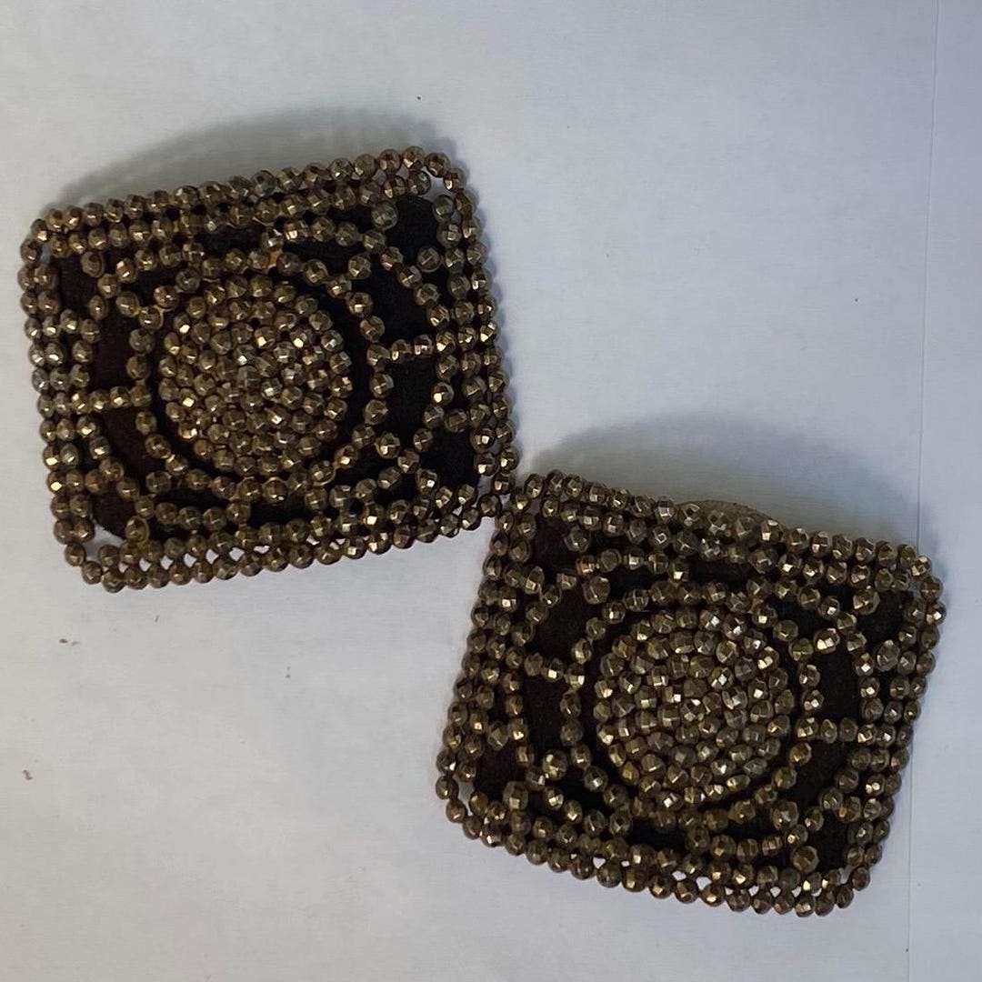 Victorian Cut Steel Shoe Clips in Chocolate Brown Made in Paris - Etsy
