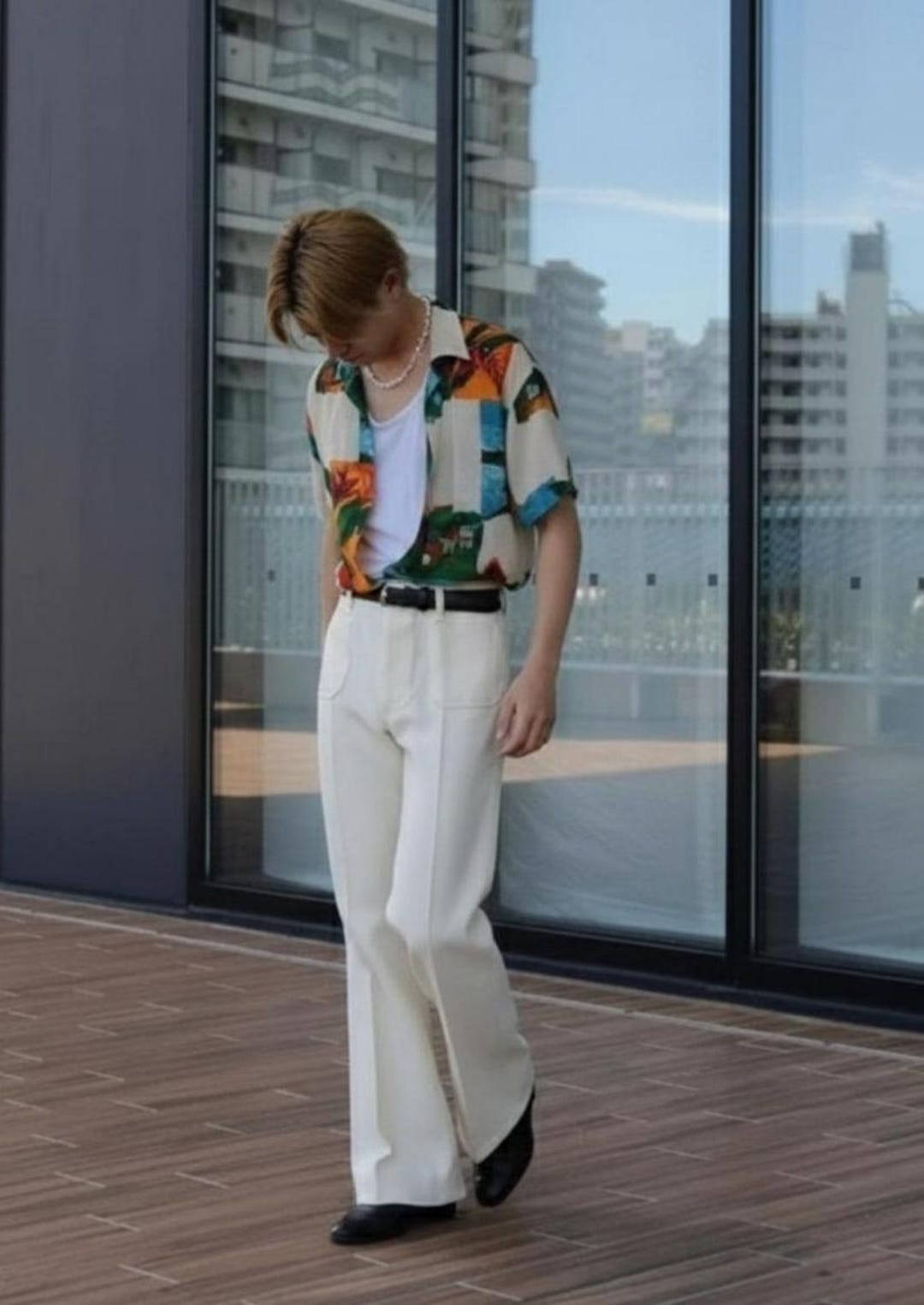 Slim Fit White Bell Bottom Pants for Men | Flared Trousers Retro Style ...