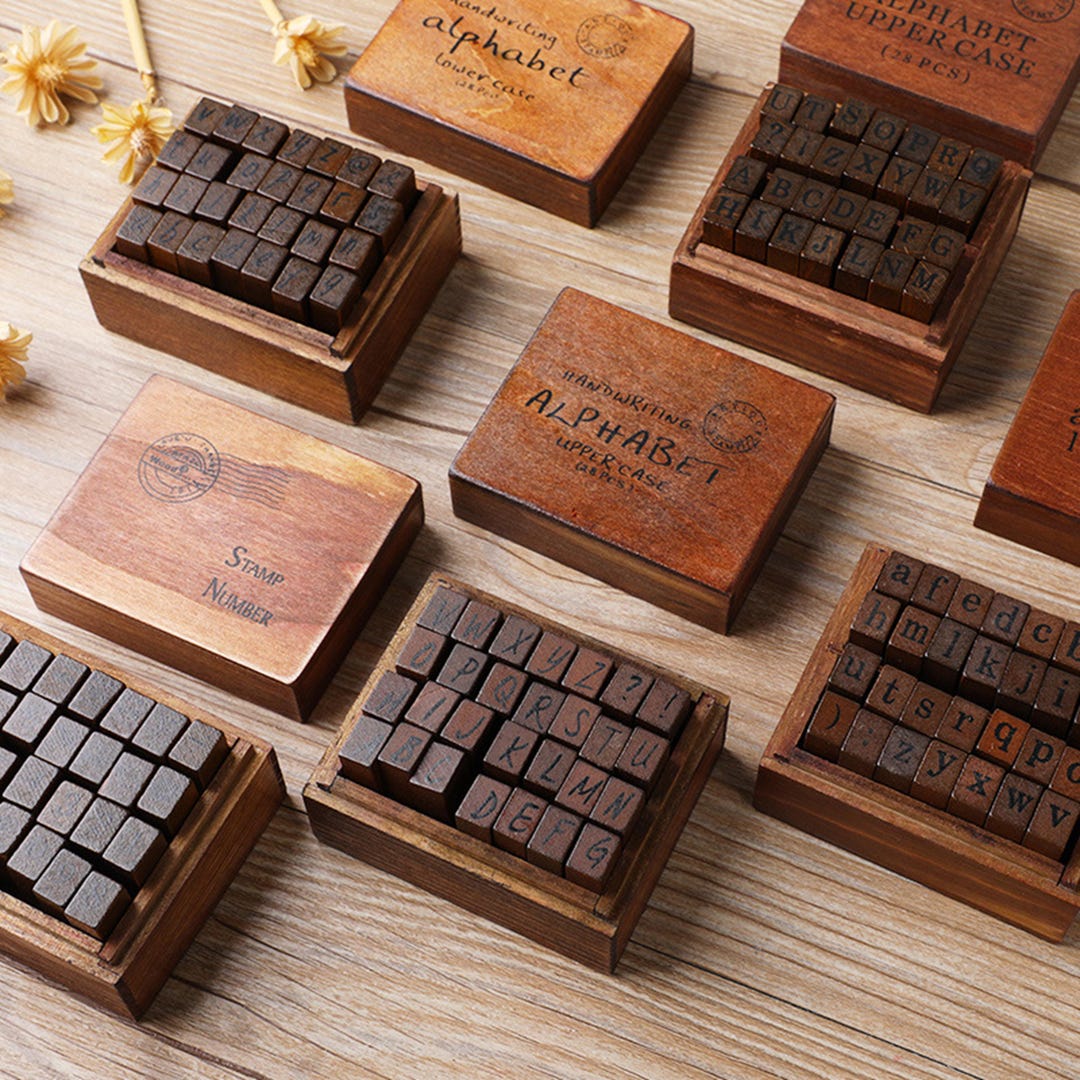 28 Pieces Vintage Alphabet Stamp Set | Kids Literacy Learning ...