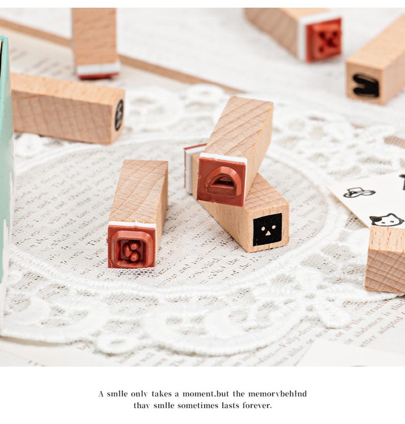 Letters, Numbers, Animals, Emojis, Shapes – 42pc Wooden Stamp Set for ...