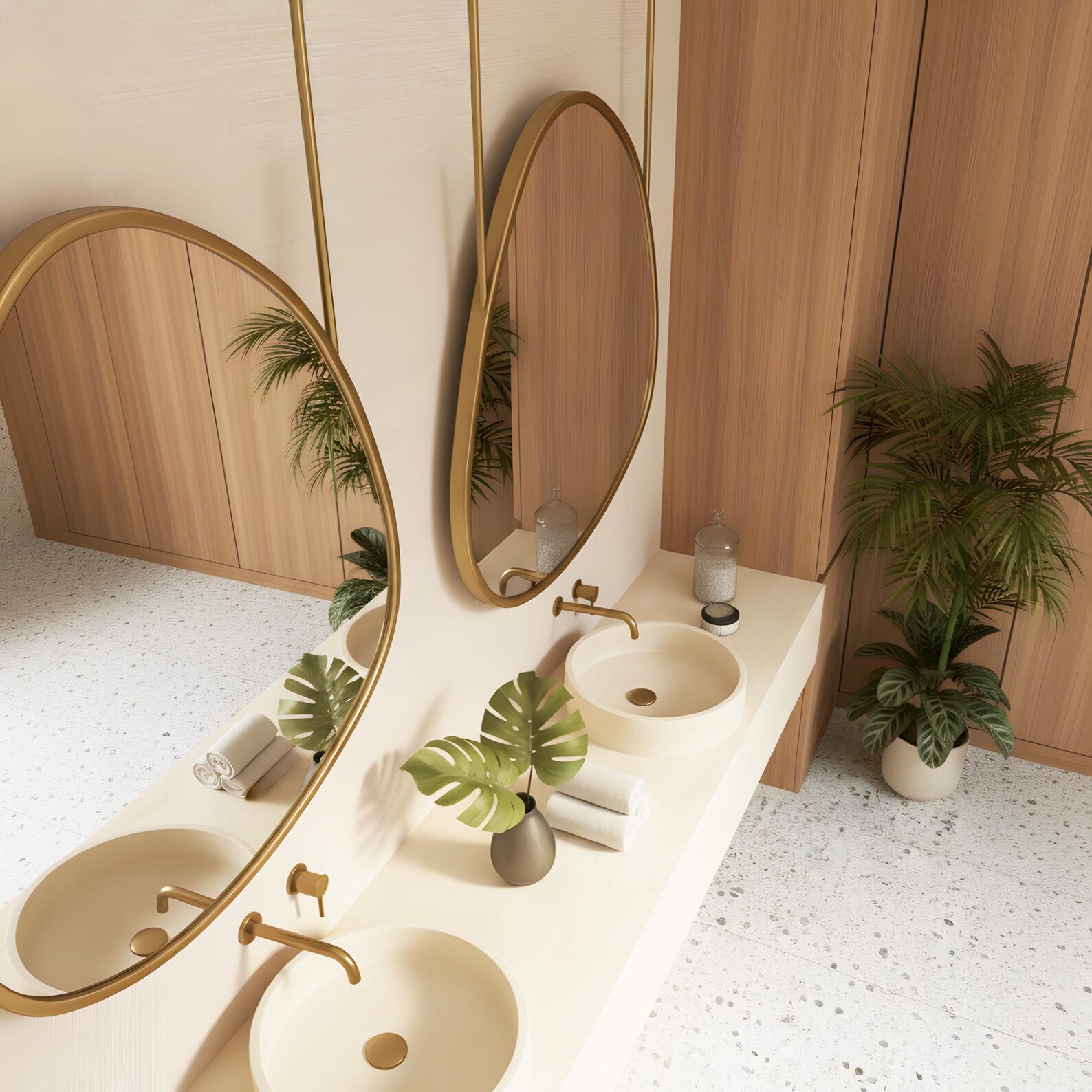 Modern Hanging Metal Frame Bathroom Mirror, Contemporary Ceiling ...
