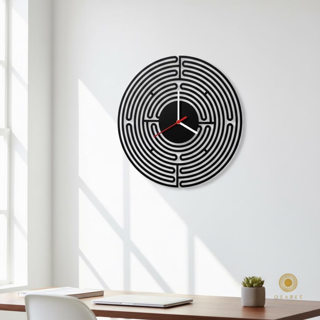 Maze Wall Clock, Modern Metal Labyrinth Art, Geometric Home Decor - Etsy UK