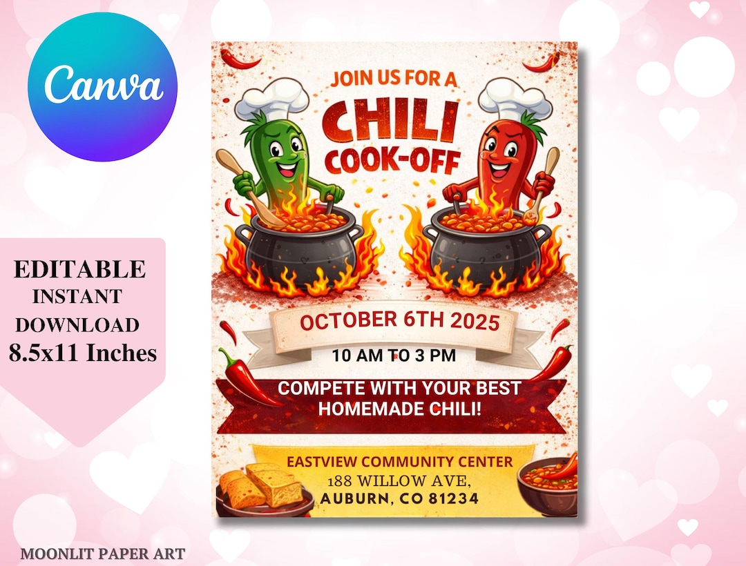 Chili Cook off Flyer Template | Editable Competition Poster (canva ...