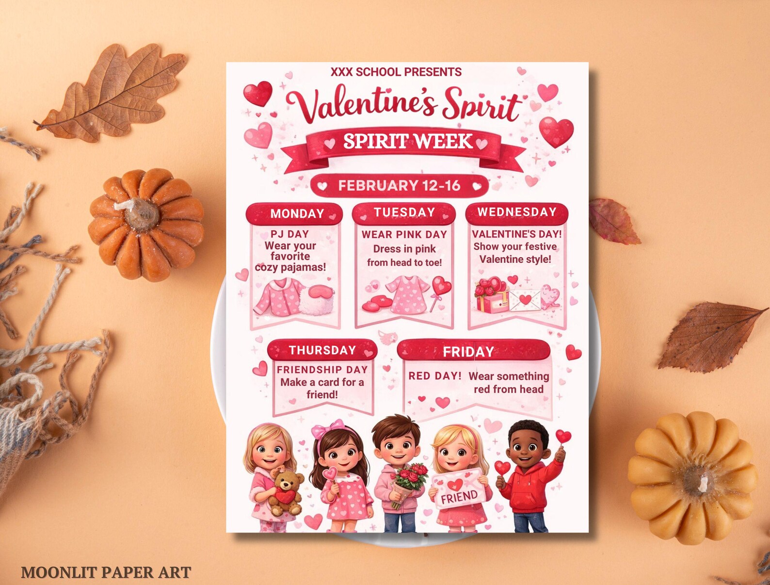 Valentine's Spirit Week Flyer, Editable Class Party Template (PDF) - Etsy