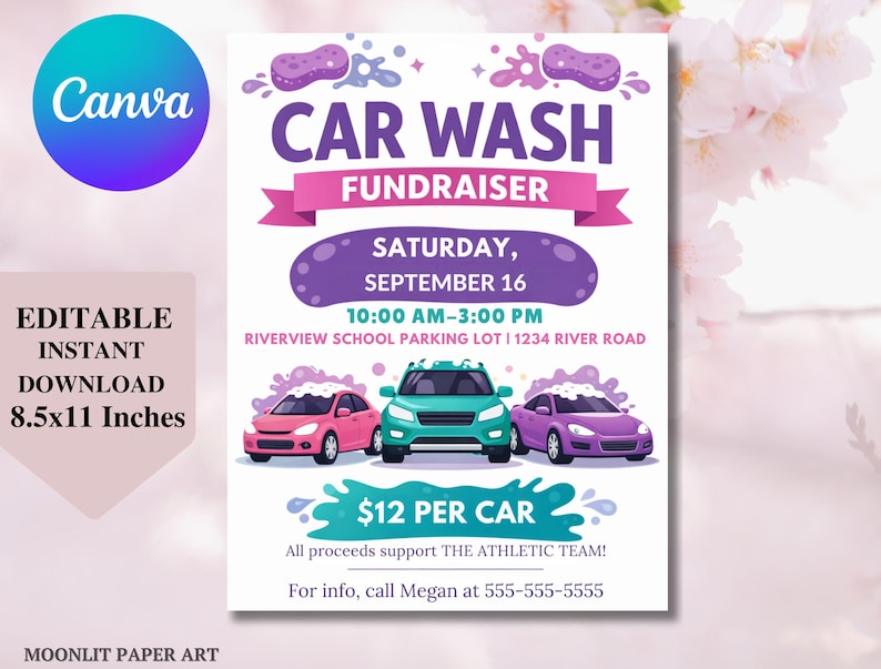 Editable Car Wash Fundraiser Flyer Template: School Fundraising ...
