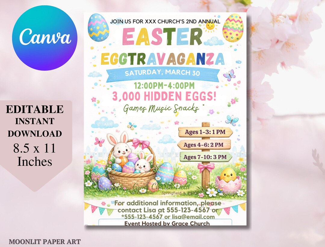 Editable Easter Eggstravaganza Flyer Printable, Egg Hunt Party Invite ...