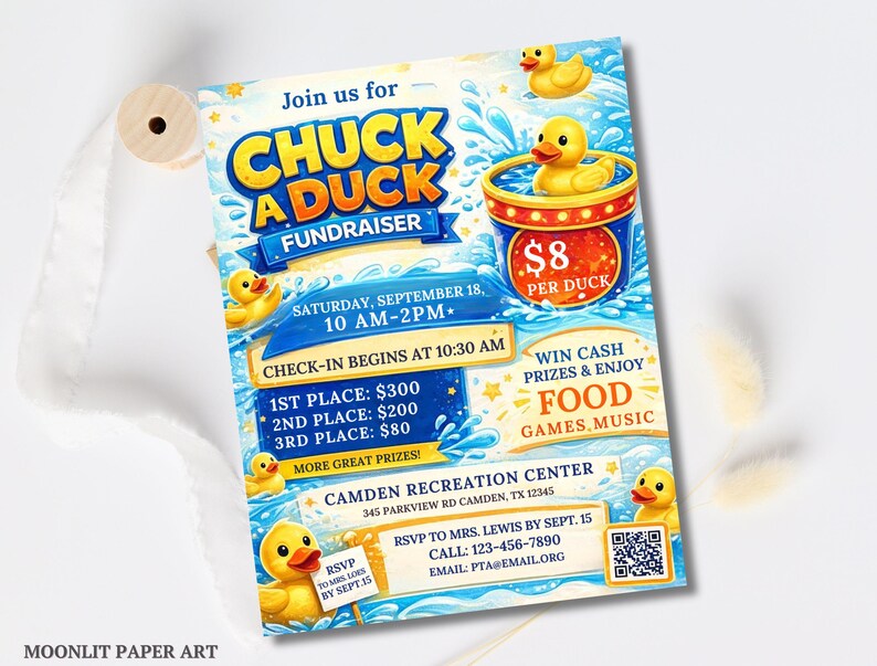 Chuck a Duck Fundraiser Flyer: Editable Canva Template, Duck Throwing ...