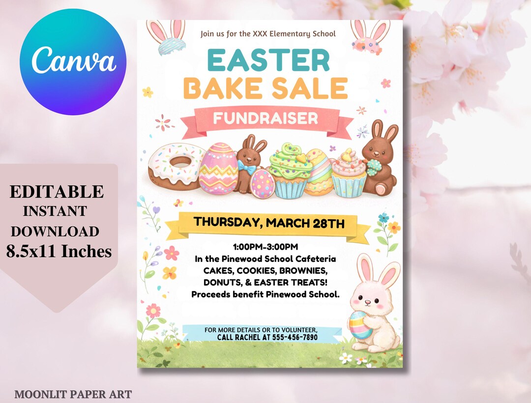 Editable Easter Bake Flyer, Community Fundraiser (digital Download) - Etsy