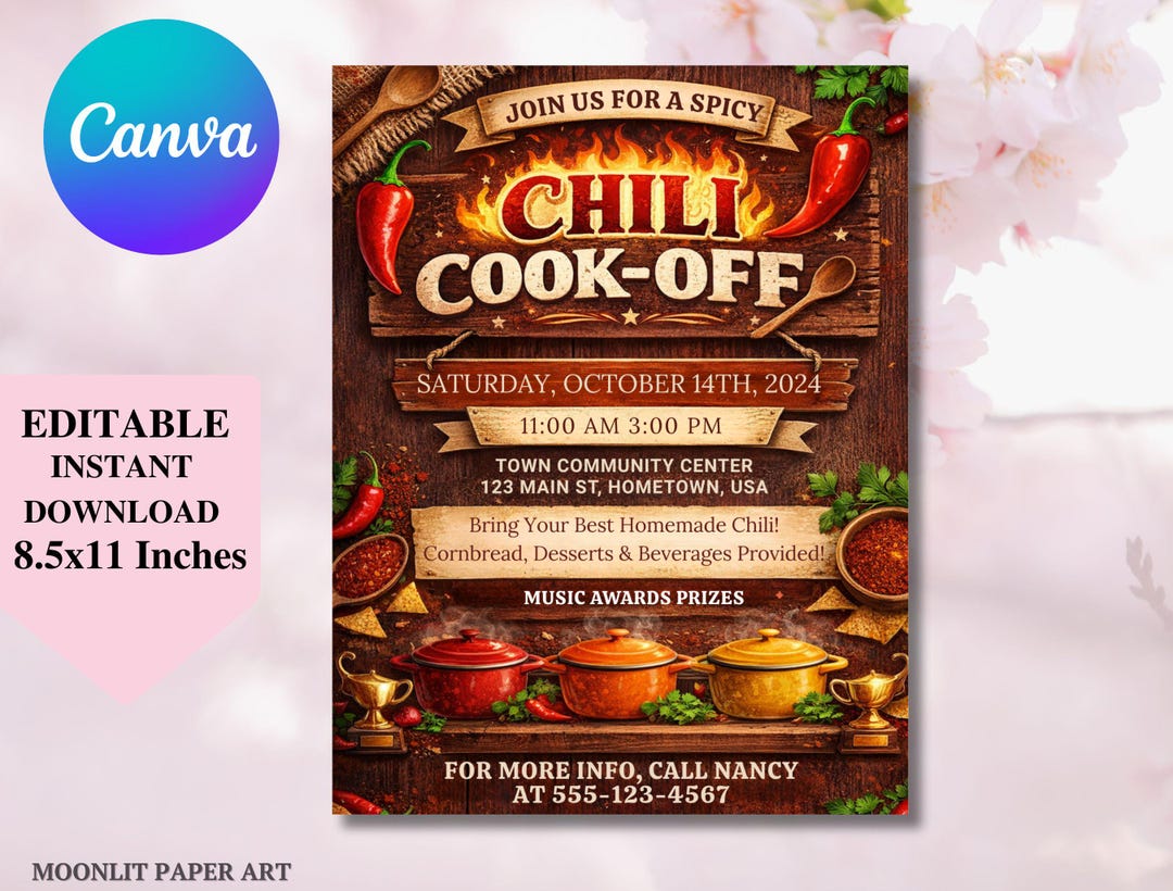 Chili Cook off Flyer Template | Editable Competition Poster (canva ...