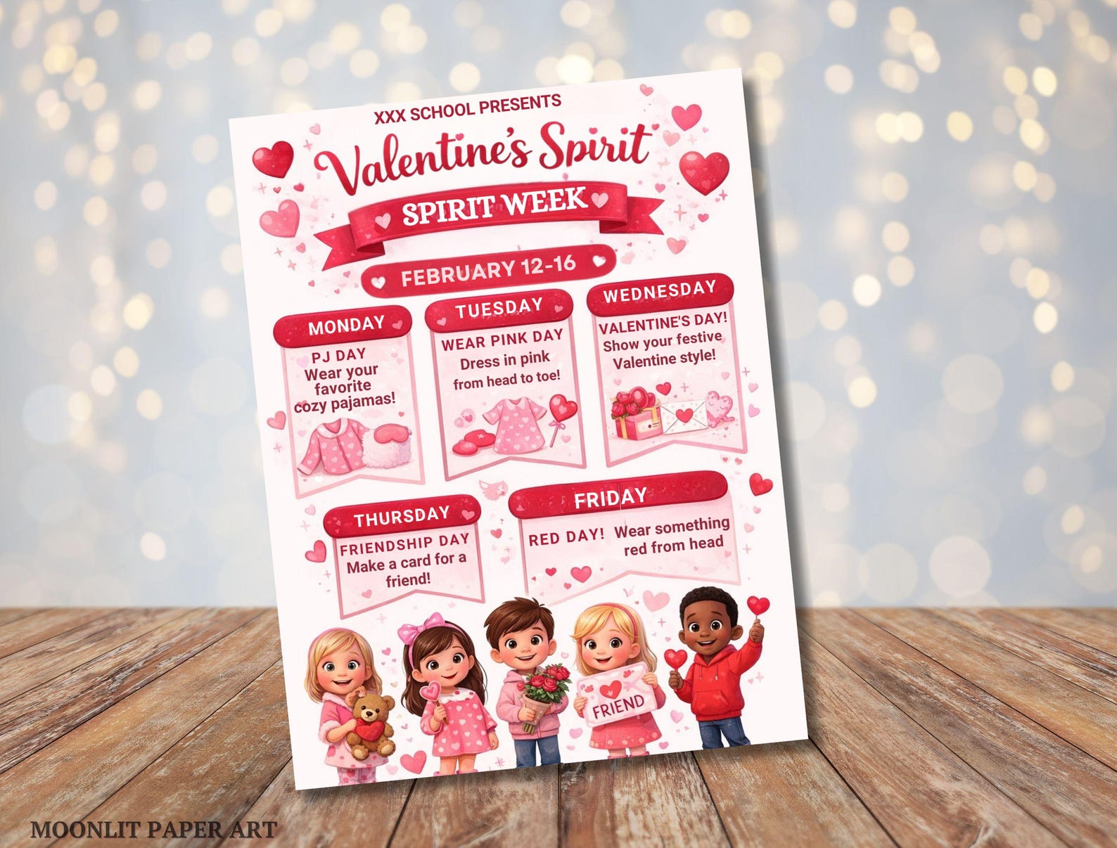 Valentine's Spirit Week Flyer, Editable Class Party Template (PDF) - Etsy