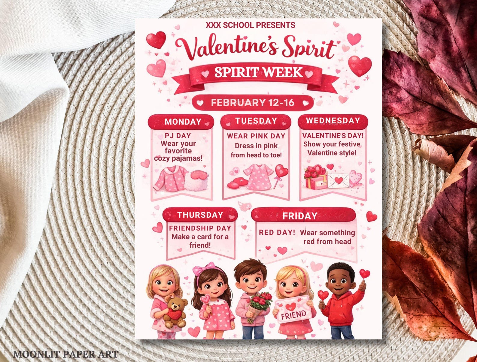 Valentine's Spirit Week Flyer, Editable Class Party Template (PDF) - Etsy