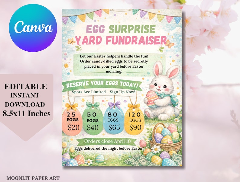 Egg My Yard Fundraiser Flyer, Easter Event, Editable Canva (digital ...