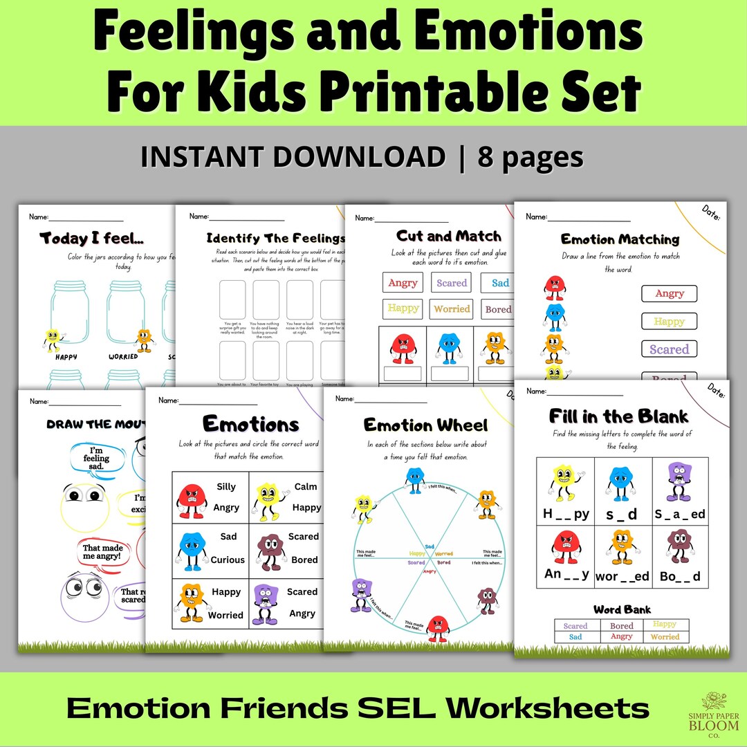 Feelings and Emotions Worksheets for Kids | SEL Printable Activities ...