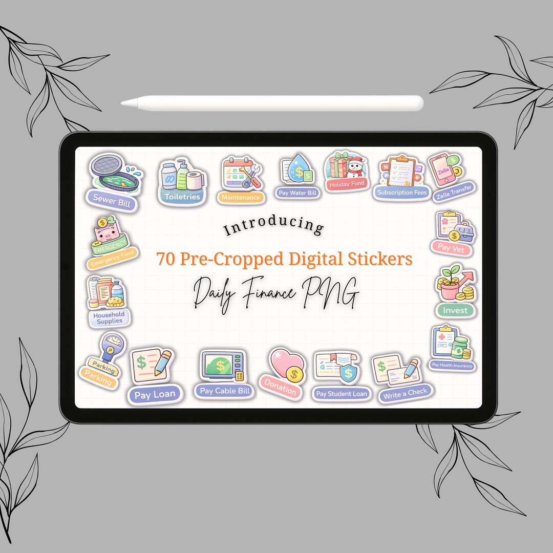 70 Finance Digital Stickers for Goodnotes and Notability Budget Planner ...