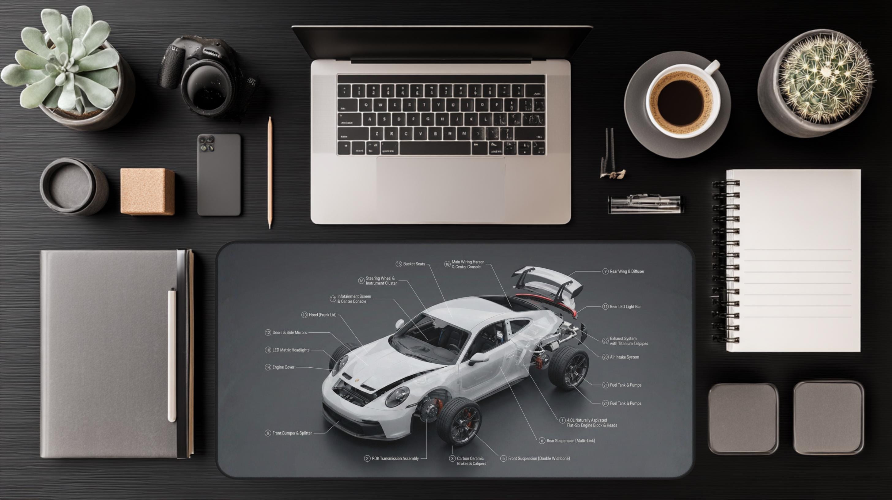 Porsche 911 GT3 Exploded View Desk Mat - Etsy
