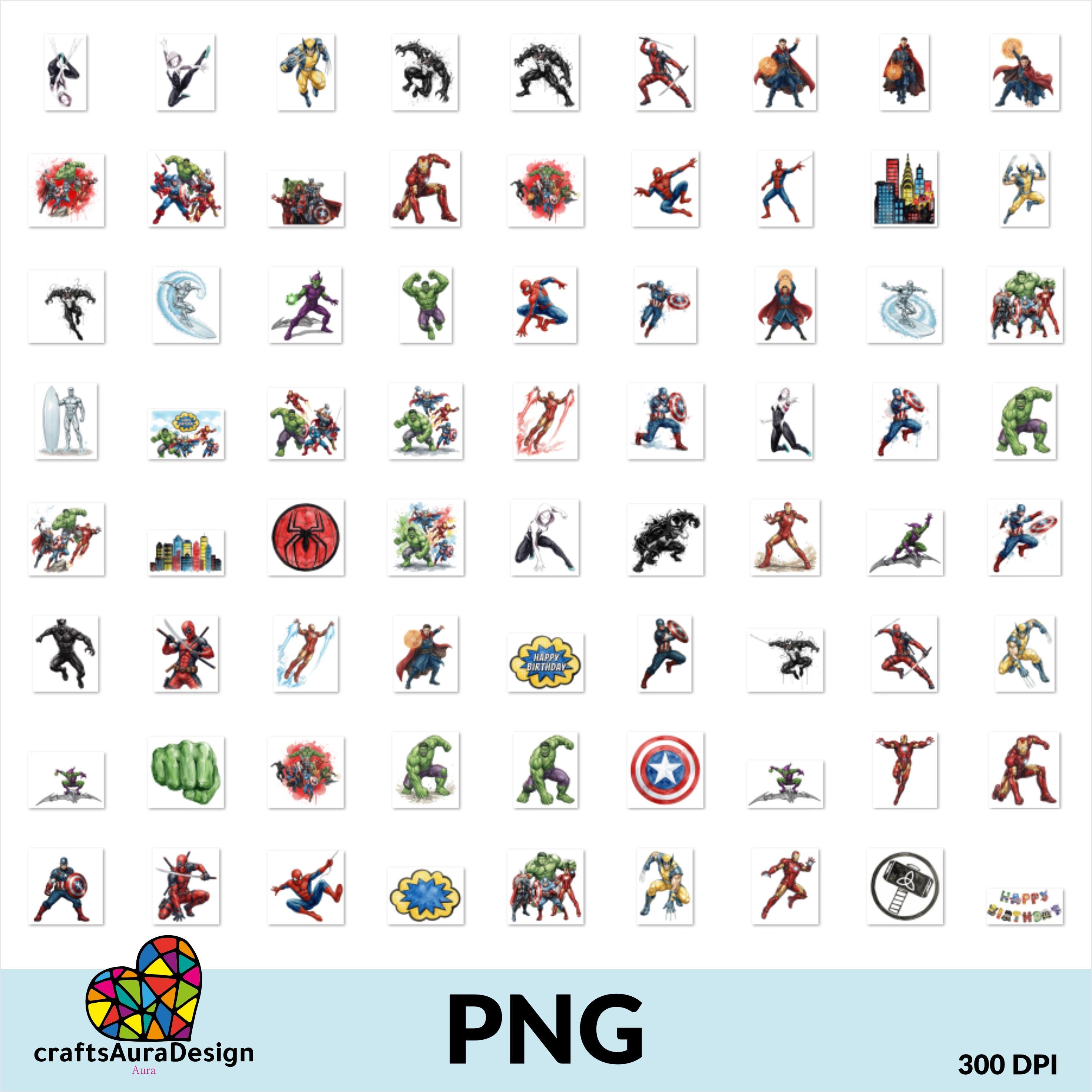 Watercolor Superhero Clipart Bundle: Marvel-style Heroes (PNG Digital ...
