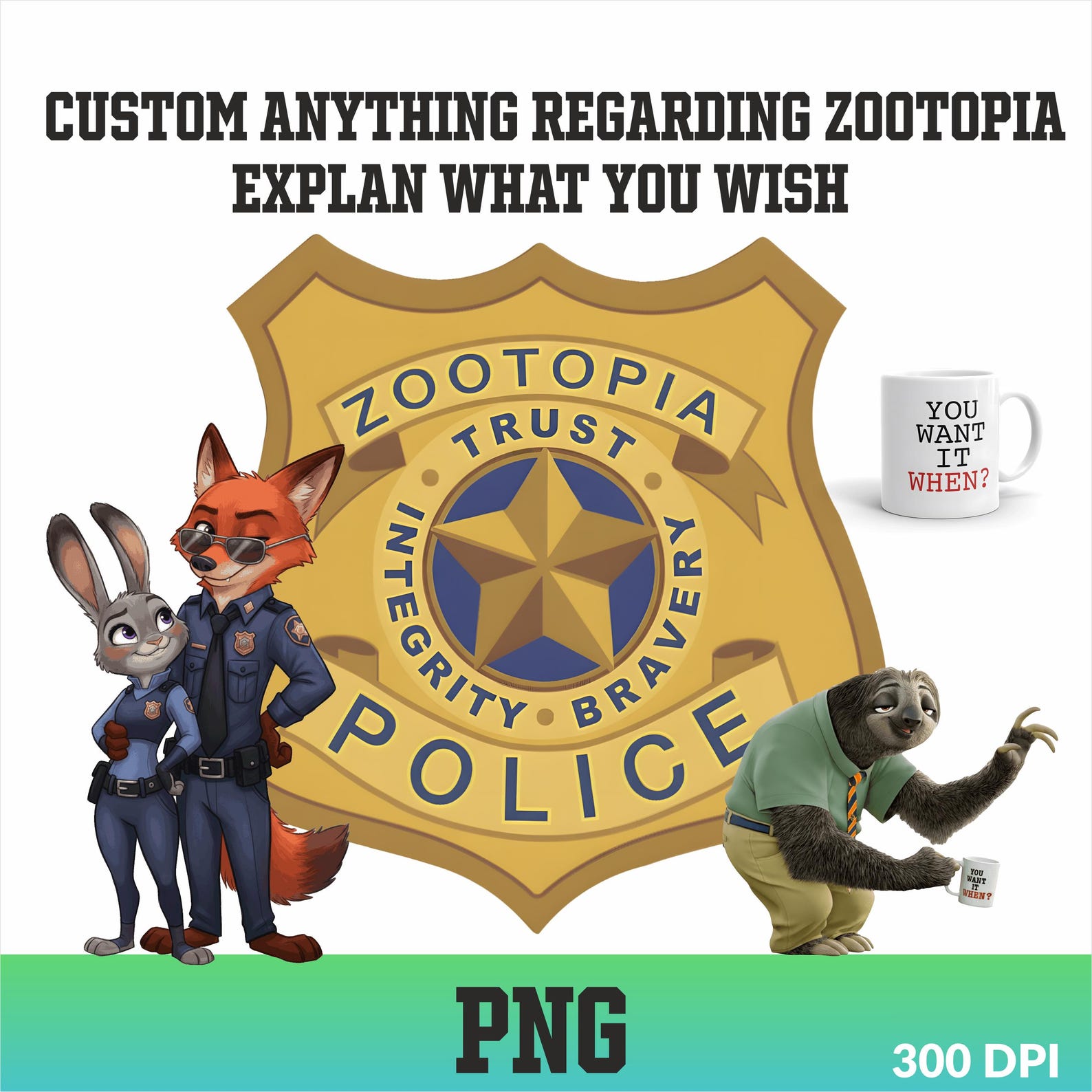 Personalized Zootopia Custom PNG Clipart, Zootopia Original Birthday ...