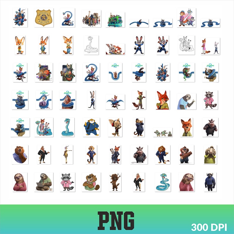 Zootopia 2 Clipart PNG, Animals Bundle Pack, Animals Cartoon Movie ...