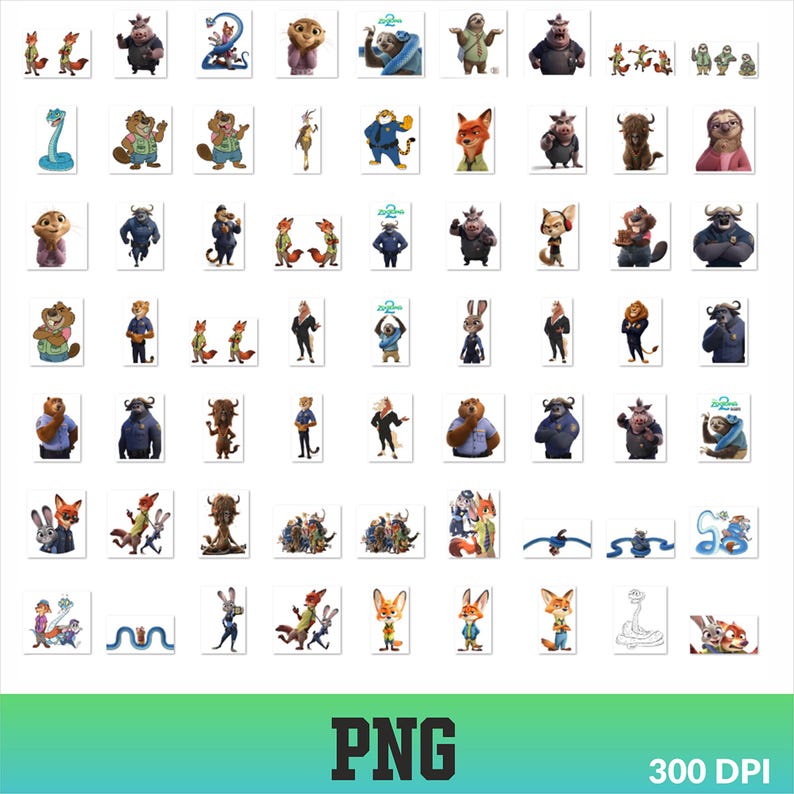 Zootopia 2 Clipart PNG, Animals Bundle Pack, Animals Cartoon Movie ...
