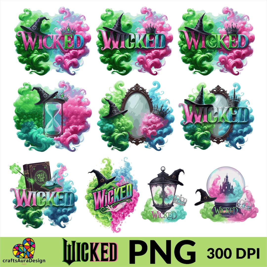 Wicked PNG Bundle, Elphaba, Glinda Graphics (digital Download) - Etsy
