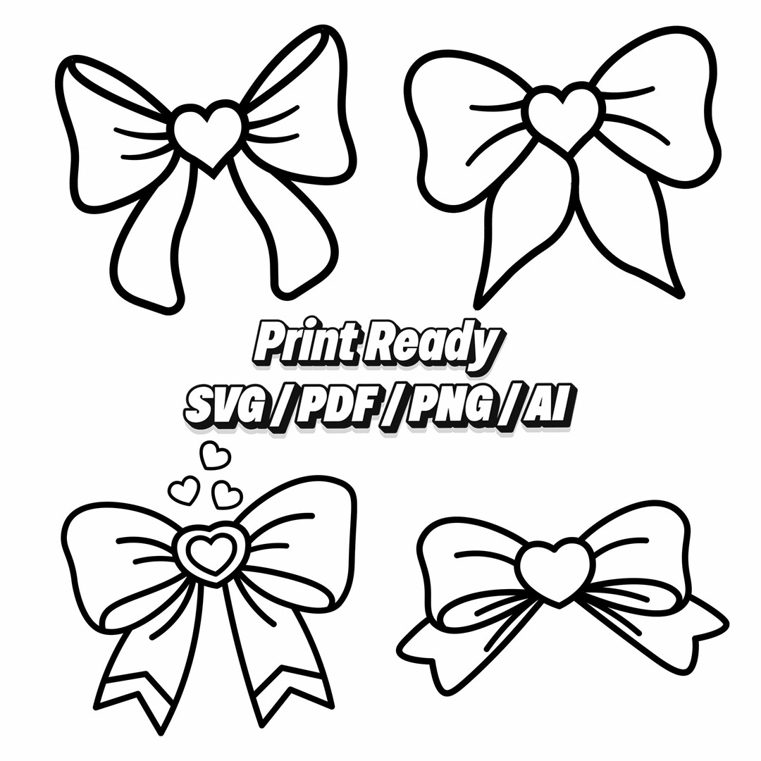 Heart Bow Svg Png, Minimalist Cut Design for Cricut Silhouette, Ribbon ...