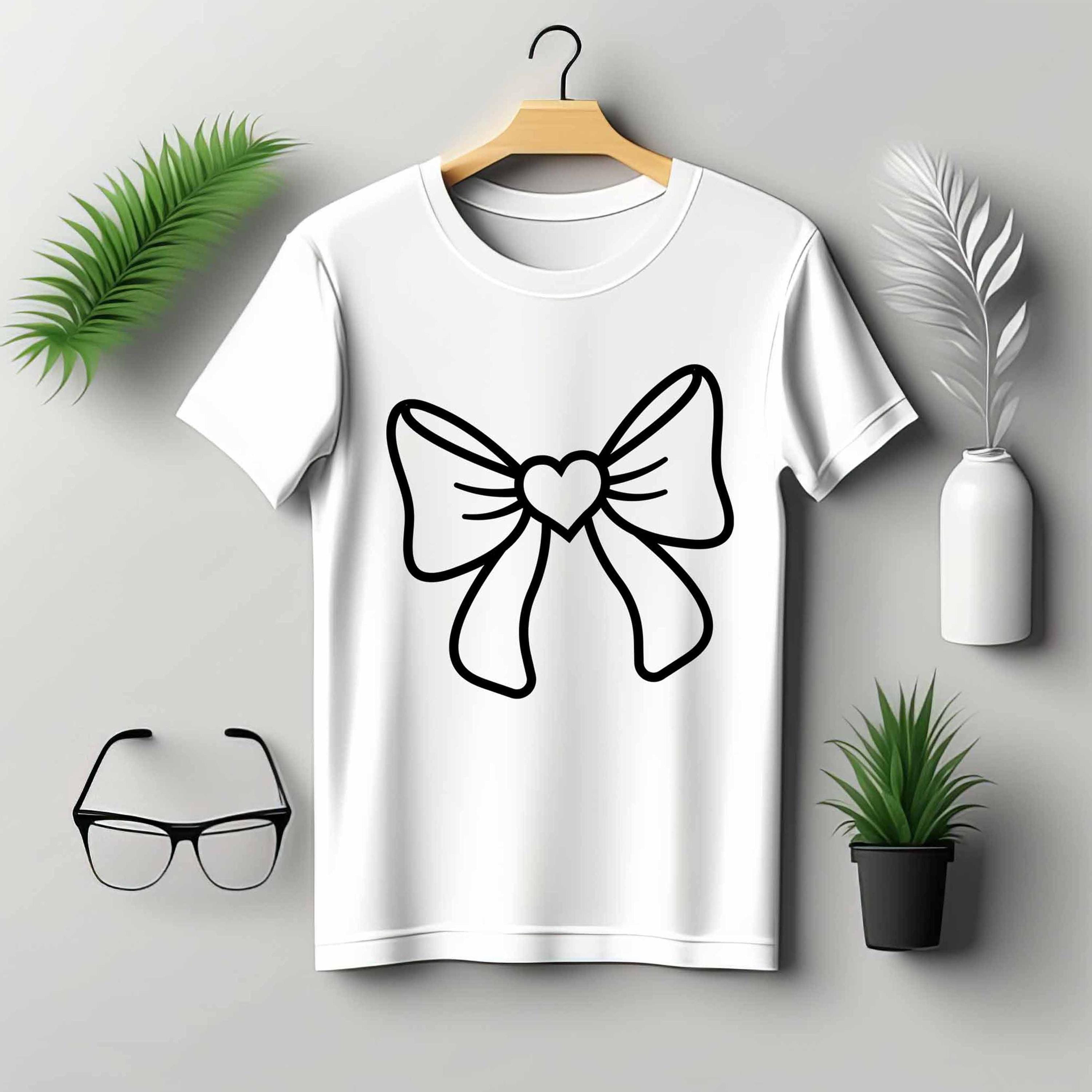 Heart Bow Svg Png, Minimalist Cut Design for Cricut Silhouette, Ribbon ...