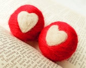 Items similar to Needle Felted Heart Wooly Balls Handmade (2) on Etsy