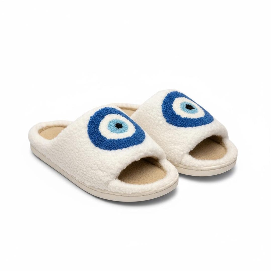 Evil Eye Fuzzy Comfortable Open-toe Slippers - Etsy