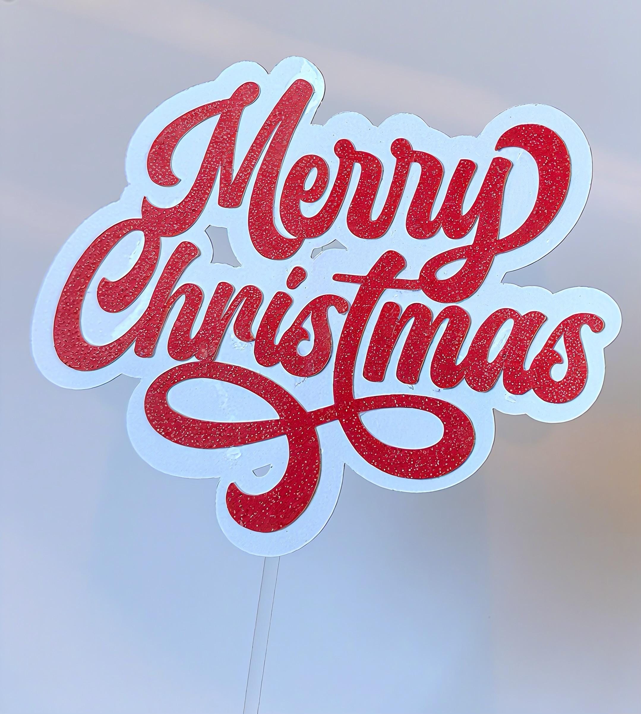 Merry Christmas Cake Topper - Etsy