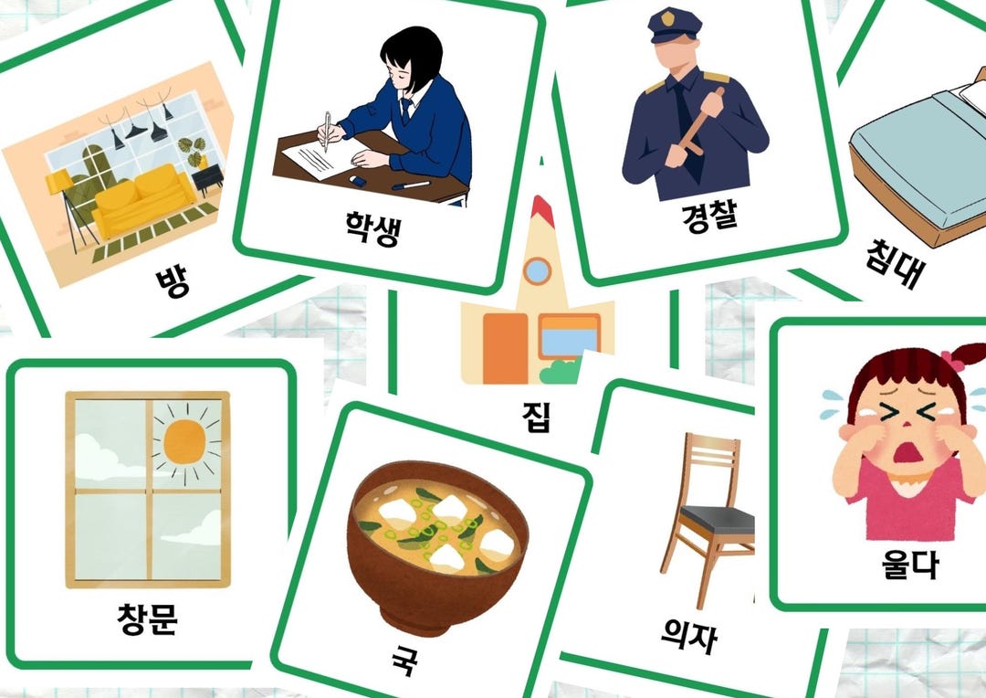 Korean Flashcards | Basic Hangul Vocabulary for Beginners (digital ...