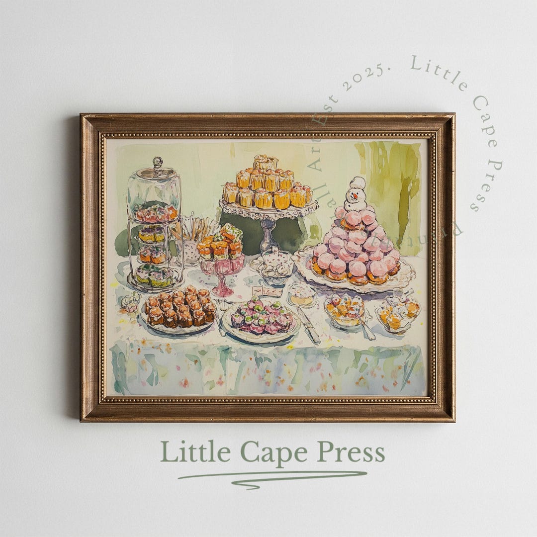 New Year Celebration Sweet Treat Table Art - Cute Vintage Dessert ...