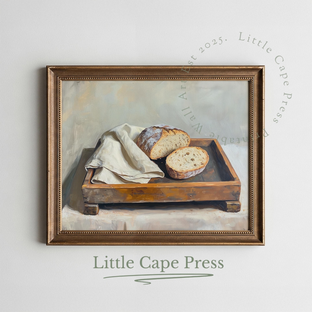 Rustic Farmhouse Bread Scene Printable - Vintage Still Life Painting ...