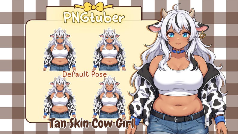 Tan Skin Chubby Cow Girl Pngtuber Model | Plus Size Anime Avatar ...