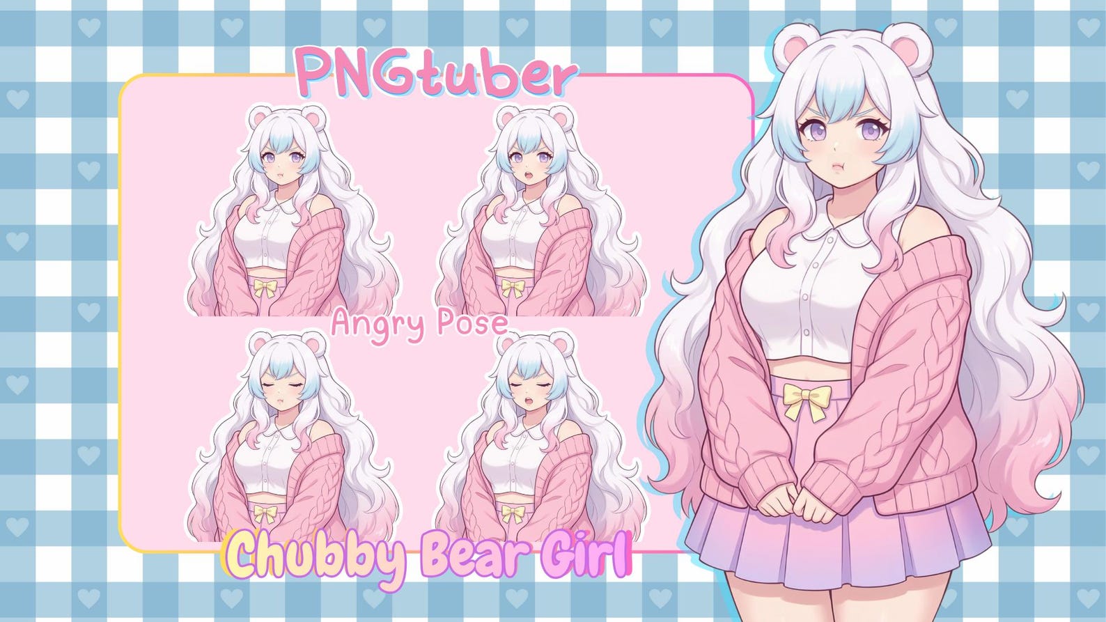 Chubby Bear Girl Pngtuber Model | Plus Size Pastel Anime Avatar ...