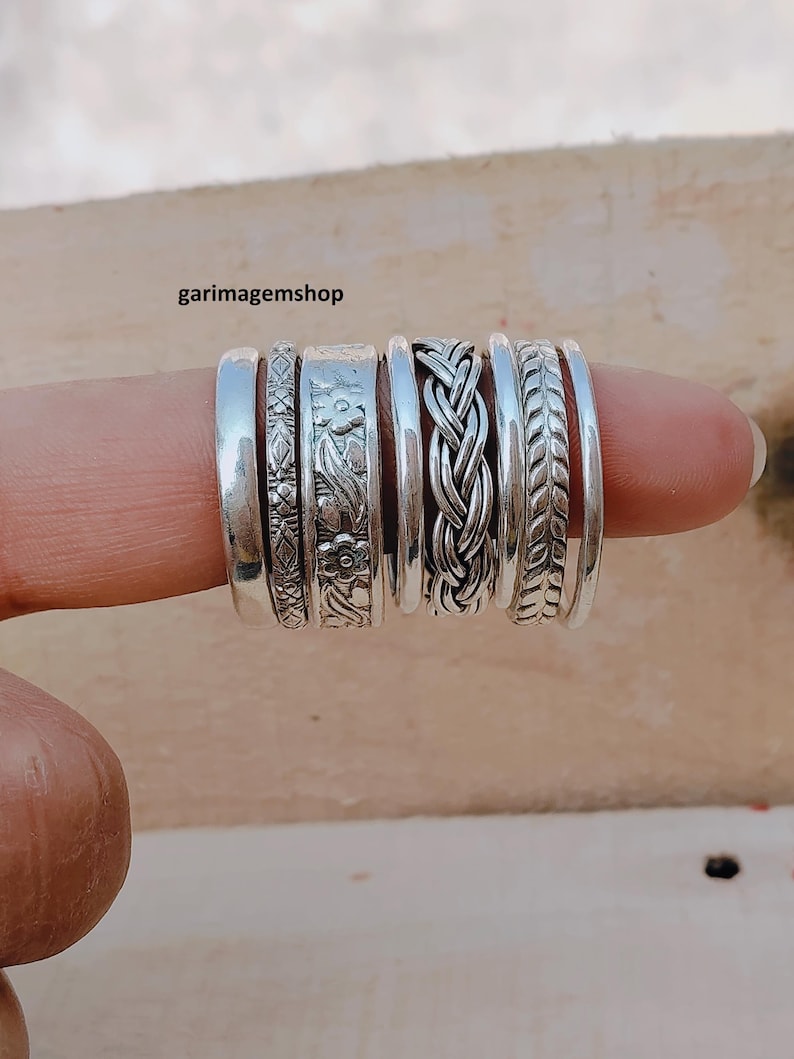 Handmade Sterling Silver Stacking Ring Set, Boho Minimalist Rings - Etsy