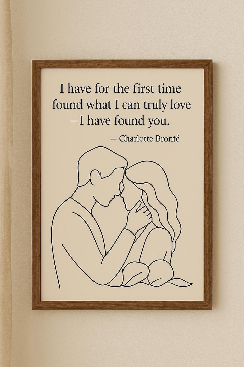 Charlotte Brontë Love Quote | Minimalist Couple Illustration | Digital ...