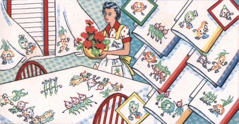 Animated Dancing Vegetables Kitchen Tea Towels Embroidery Pattern V198 ...