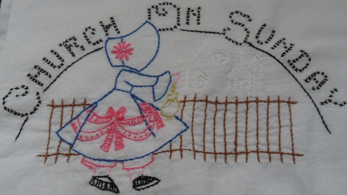 Bonnet / Sunbonnet Girls DOW Days of Week TOWELS Embroidery Pattern ...