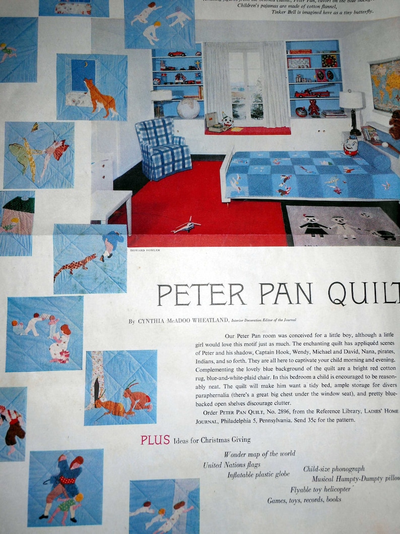 Peter Pan Applique Quilt Pattern -LHJ 1956 Marion Cheever Whiteside - Etsy