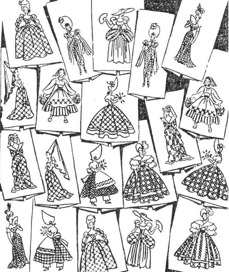 Old Fashioned Figures / Ladies Embroidery Pattern Mo579 - Etsy
