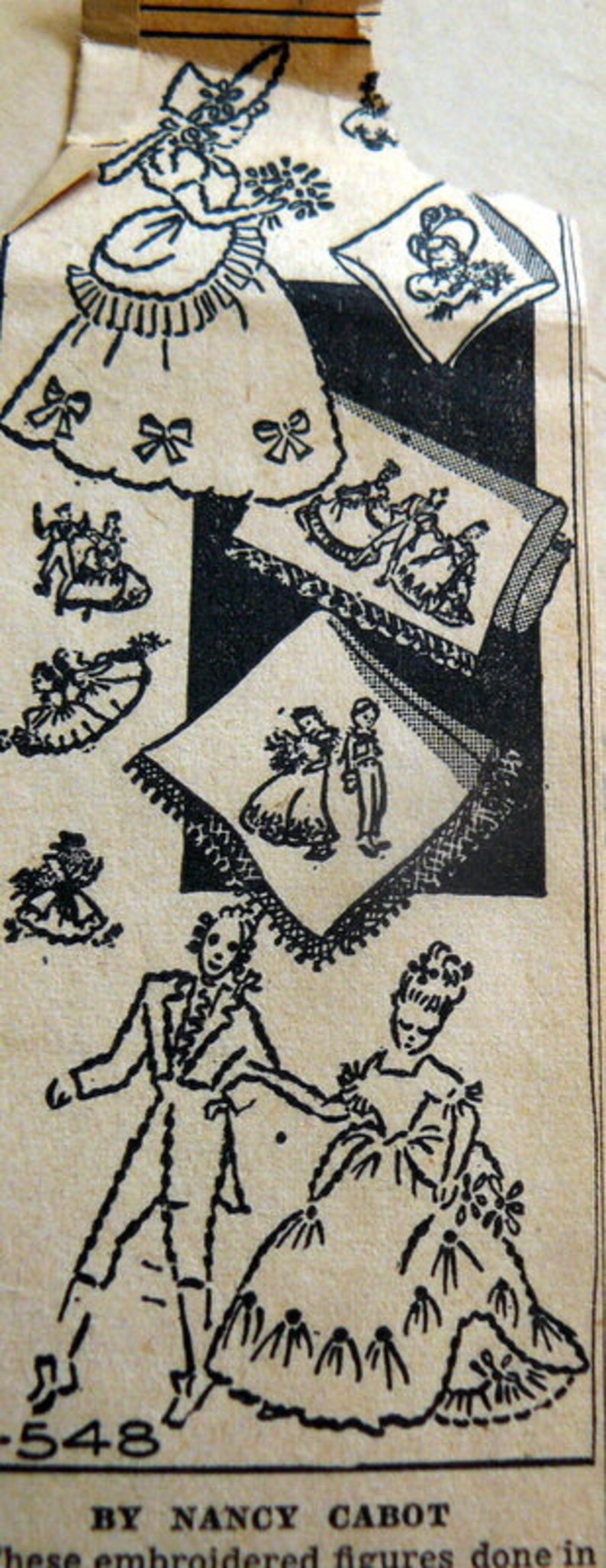 1930's Old Fashioned Figures people Embroidery Pattern Mo548 - Etsy
