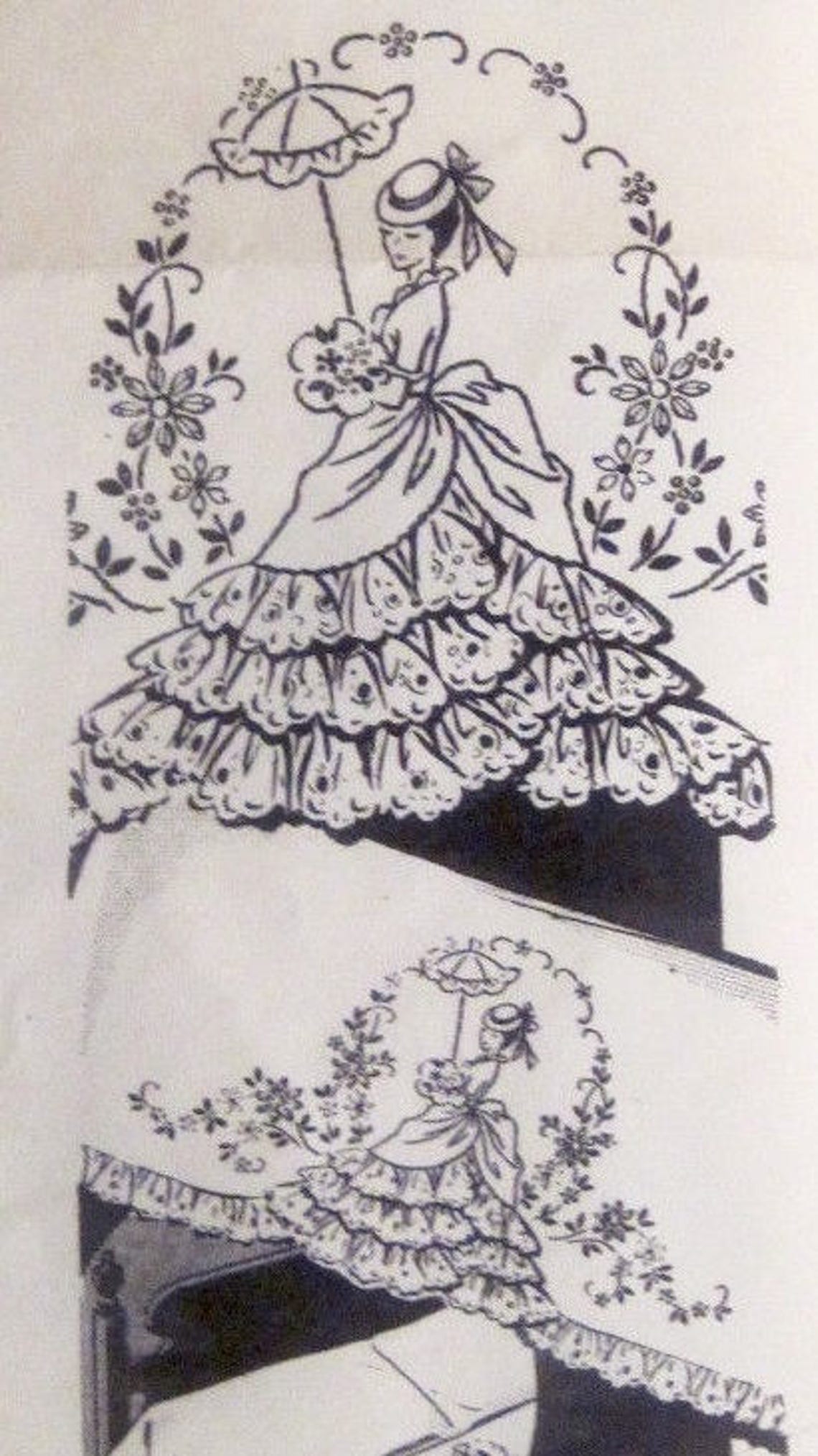 Southern Belle Crinoline Lady Pillowcase Eyelet Embroidery Pattern ...