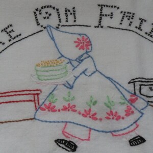 Bonnet / Sunbonnet Girls DOW Days of Week TOWELS Embroidery Pattern ...