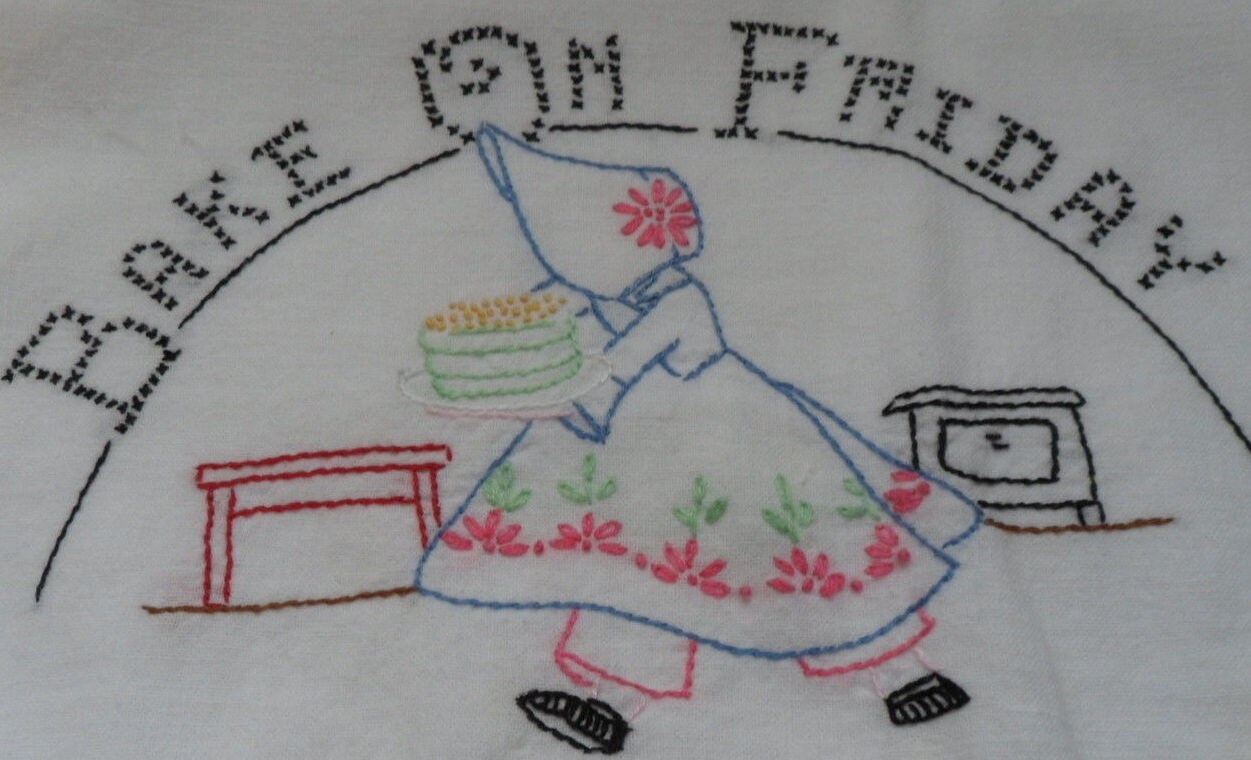 Bonnet / Sunbonnet Girls DOW Days of Week TOWELS Embroidery Pattern ...