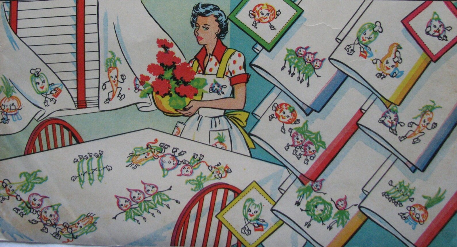 Animated Dancing Vegetables Kitchen Tea Towels Embroidery | Etsy